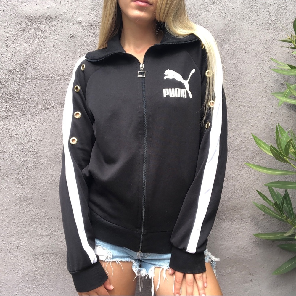 Custom Puma Black And White Track Jacket - Gem